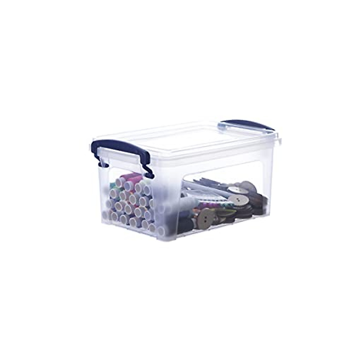 Superio Plastic Storage Box, Clear Container Bin with Lid, 1.75 Quart, Small Stackable Tote with Snap Lock Handles
