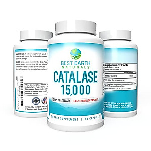 Catalase 15,000 - Pure Catalase Antioxidant Enzyme - Tiny, Easy to Swallow Capsule - 30 Day Supply