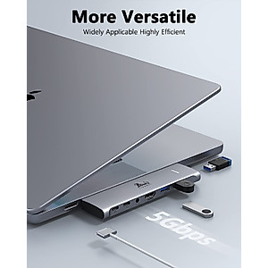 USB C Hub Adapter for MacBook Pro/Air M1M2 2022 2021 2020 13" 15" 16",Multiport MacBook Adapter MacBook Accessories with 4K HDMI,3USB3.0,Audio,100W Thunderbolt-Enabled USB-C,Support MagSafe 3 Charging