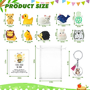 Geetery 120 Pcs Inspirational Gift Include Appreciation Animal Pun Thank You Note Cards Funny Resin Toys Motivational Keychain Organza Bags for Coworkers Family Nurse Friend Volunteer Pocket Favors