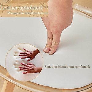 Ailatimogo Dining Chairs Set of 4, Modern Dining Chairs Upholstered, Acrylic Kitchen Dining Room Chairs with Wooden Chairs Legs, High Back Rest-Shell Tulip Chairs for Living Room, Bedroom-Amber