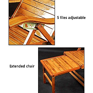 Lounge Chair, Patio Lounge Chairs Bamboo s,Durable Adjustable Deck Chairs,Wooden Outdoor s with Footrests and Mattresses,for Garden Courtyard Balcony (Color : B)