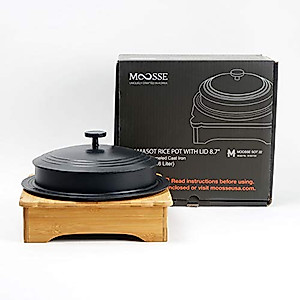 MOOSSE Gamasot Premium Korean Dutch Oven, Rice Pot, Enameled Cast Iron Pot with Lid, Korean Stone Bowl for Induction Cooktop, Stove, Oven, No Seasoning Required (8.7” (22cm))