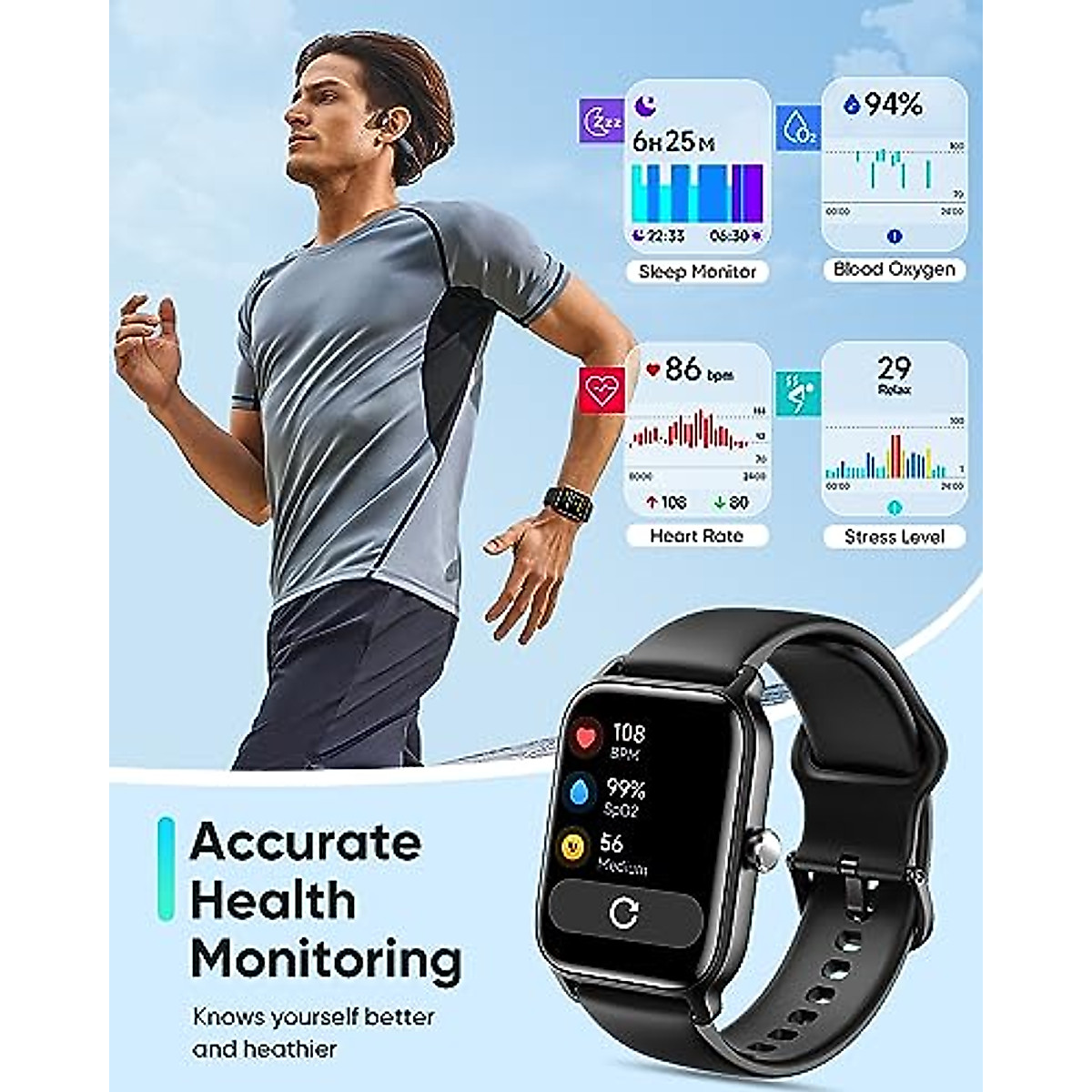 Fitpolo Smart Watch for Men Women, Alexa Built-in 1.8" Fitness Watch for Android iPhone(Answer/Make Call), Mens/Womens Smart Watches with Heart Rate Sleep SpO2 Monitor,100+ Sports Activity Trackers