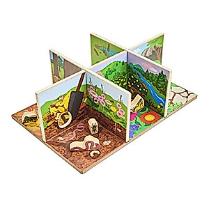 THE FRECKLED FROG Pretend 'N' Play Minibeasts - Set of 11 Bug Blocks Plus Illustrated Habitat Pieces - Ages 2+ - Wooden Insect Block Play Toy for Toddlers
