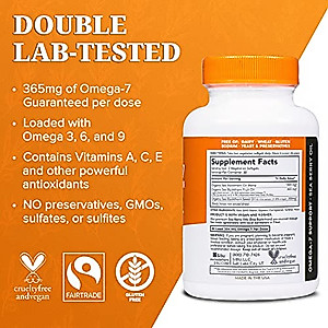 sibu Omega-7 Softgels, Premium Organic Himalayan Sea Buckthorn Oil (60ct, 30 Day Supply) – Supplement for Healthy Skin, Hair, Nails and Dryness