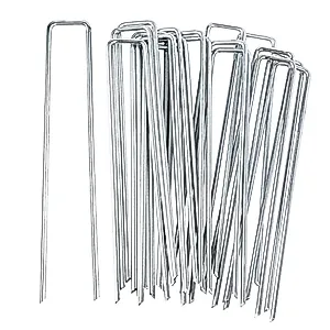 Sukh Landscape Staples - Landscape Fabric Staples 18 Pcs 6 Inch 11 Gauge Garden Galvanized Landscaping Lawn Staples Garden Stakes for Weed Barrier Fabric Ground Cover Dripper Irrigation Tubing Soaker