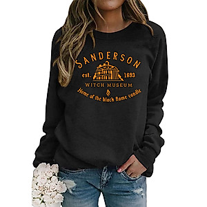 LHBNK Halloween Squad Sweatshirt Womens Hocus Pocus Long Sleeve Shirts Sanderson Sister Pullover Tops Blouse Black