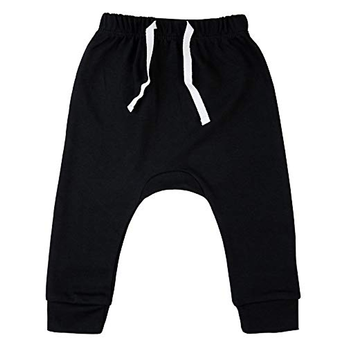 SOBOWO Newborn Baby Boy Girl 3-Pack Joggers Infant Baby Cotton Harem Pants for Toddler Boys Girls Interlock 195 GSM (0-3 Months, Black/White/Grey)