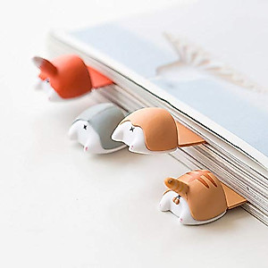 Booluee Cute 3D Animal Butt Bookmarks Cat Corgi Fox Hamster Book Markers Page Markers for Kids Adults Book Lovers School Library Office Home Use (Hamster+Cat+Corgi+Fox)