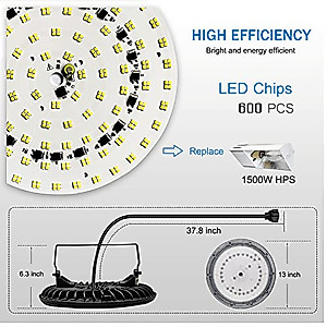 Kekeou UFO LED High Bay Light 300W with Plug LED Warehouse Lights Commercial Bay Lighting 6500K 30000lm Anti-Glare Waterproof IP65 for Shop Warehouse Barn Garage (2 Pack)