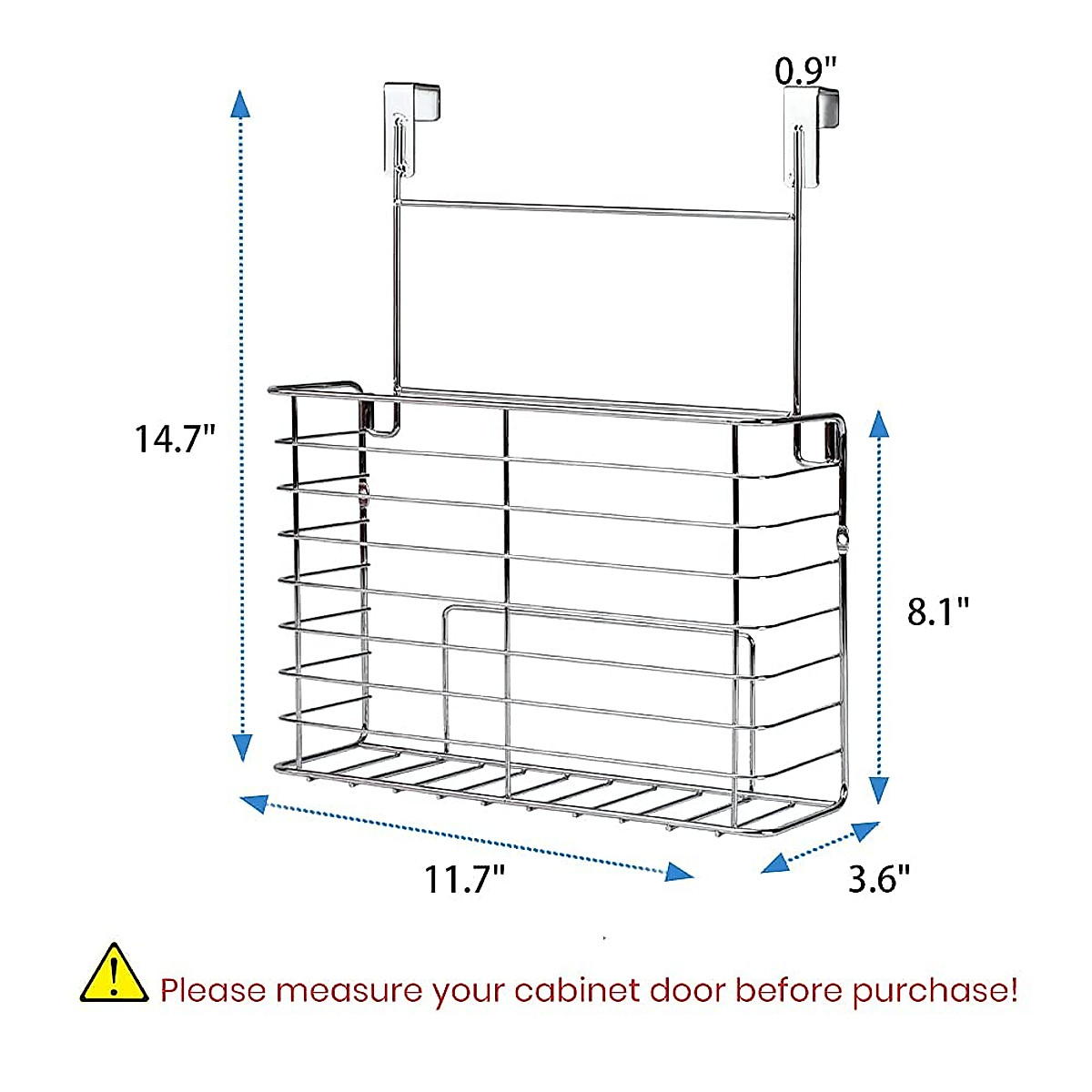 TreeLen 2PK- Kitchen Cabinet Organizer for Cutting Boards over the Cabinet Organizer Wall Door Mount Foil Holders Rack for Kitchen Bathroom Pantry-Shining Chrome