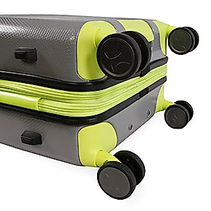 Hurley Looper Hardside Spinner Luggage, Light Grey Neon, Carry-On 21-Inch