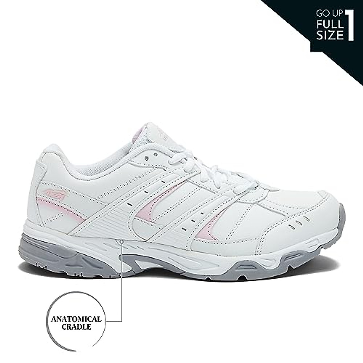 Avia Verge Womens Sneakers - Tennis, Court, Cross Training, or Pickleball Shoes for Women, 8 Medium, White with Light Pink