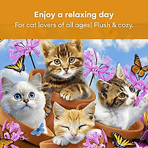 Dawhud Direct Garden Wonder Kittens Fleece Blanket - 50 x 60 Inches Cat Blanket for Bed or Couch - Soft Plush Kitten Blanket for Women, Men, and Kids - Cozy Cat Throw Blanket Ideal Gift for Cat Lovers