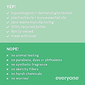 everyone for every body Liquid Hand Soap, 12.75 Ounce (Pack of 3), Spearmint and Lemongrass, Plant-Based Cleanser with Pure Essential Oils