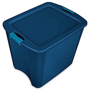 Sterilite Corp 14487404 Latch and Carry Tote with True Blue Lid and Base, 26 Gallon