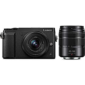 Panasonic LUMIX GX85 Mirrorless Camera with 12-32mm and 45-150mm Lens (Black) Bundle with Backpack, 64GB SD Card, 1025mAh Battery and Accessories (8 Items)