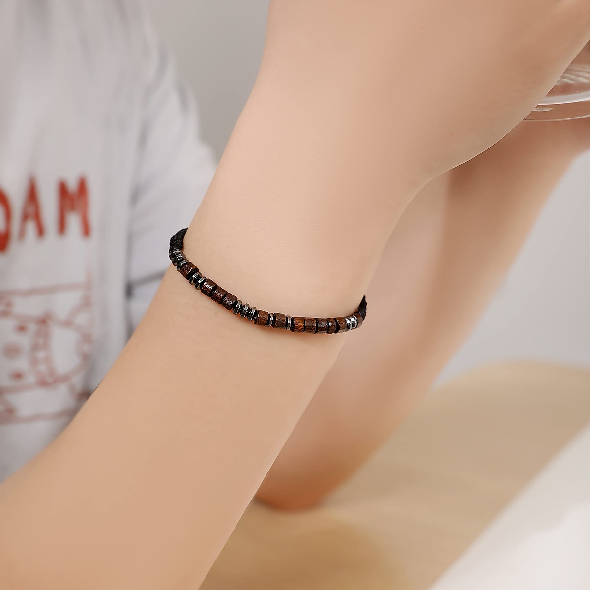 To My Son - I Love You Morse Code Bracelet, Adjustable Inspirational Beaded Morse Code Bracelets, Personalized Men Bracelet, Back to School Bracelet, First Day of School Bracelet Gift for Son, wood