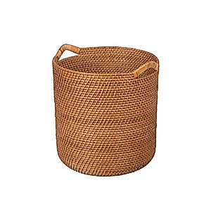 KOUBOO 1060095 Laguna Round Ear Handles, Honey-Brown Rattan Storage Basket