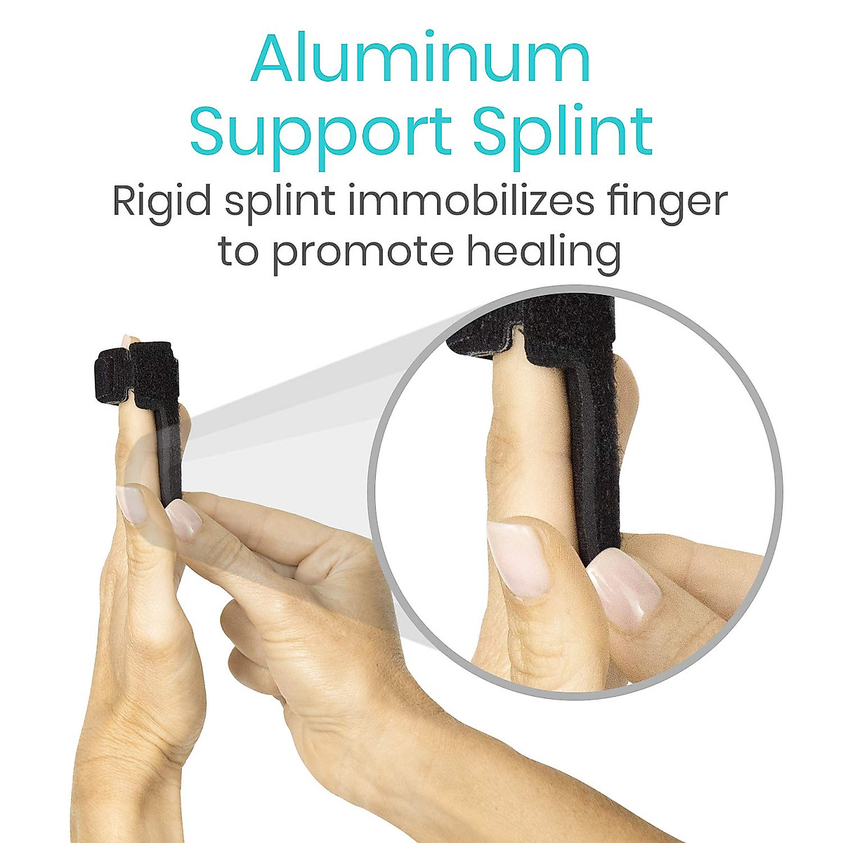 Vive Trigger Finger Splint Brace - Middle, Pinky, Pointer, Ring and Thumb Support - Palm Strap Included - Straighten Curved or Broken Fingers - Adjustable, Breathable Fit - Aluminum Pain Relief Guard