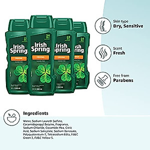 Irish Spring Original Body Wash for Men - 18 Fl Oz (Pack of 4)