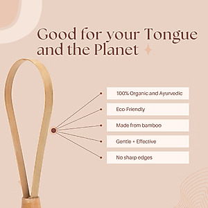 NIVEUS Natural Bamboo Tongue Scraper for Adults & Kids – Gentle - Dentist Developed - Reduce Bad Breath - Eco-Friendly – Vegan – Plastic-Free