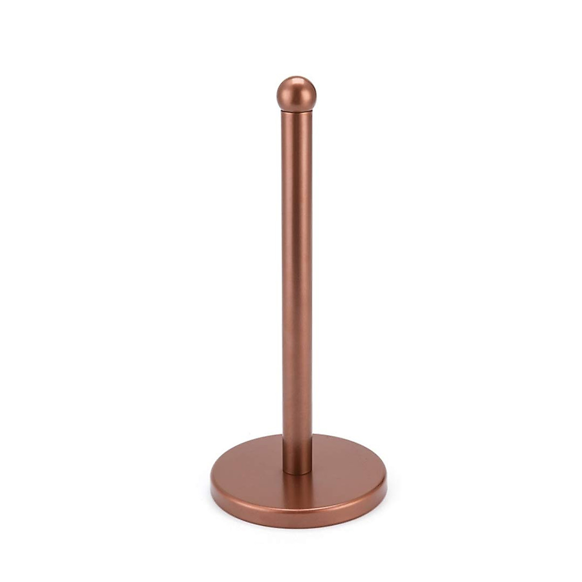 Mornenjoy Modern Stand Up Paper Towel Holder,Single Tear Papertowel Roll Stand with Stable Wide Base,Paper Towel Dispenser for Kitchen Countertop/Dinner Table/Bathroom (Round Head,Copper)