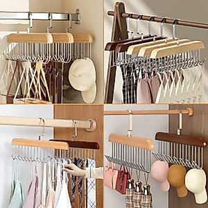 Anti Slip Multi Hook Coat Racks 4 Pack 360 Degree Space Saving Hangers with 8 Hooks, Multifunctional Non-Slip Storage Hangers, Hanger with Multiple Hooks for Ties, Scarves, Socks
