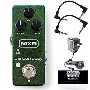 Briskdrop MXR M299 Carbon Copy Mini Analog Delay Bundle with 2 Patch Cables and Dunlop ECB003 Power Supply m299bundle 0