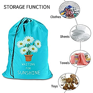 Laundry Bag with Flower Pattern, Laundry Bags Extra Large Heavy Duty, Flower Laundry Bag with Strap, Travel Laundry Bags for Dirty Clothes, Dirty Laundry Travel Bag, Fit a Laundry Hamper or Basket…