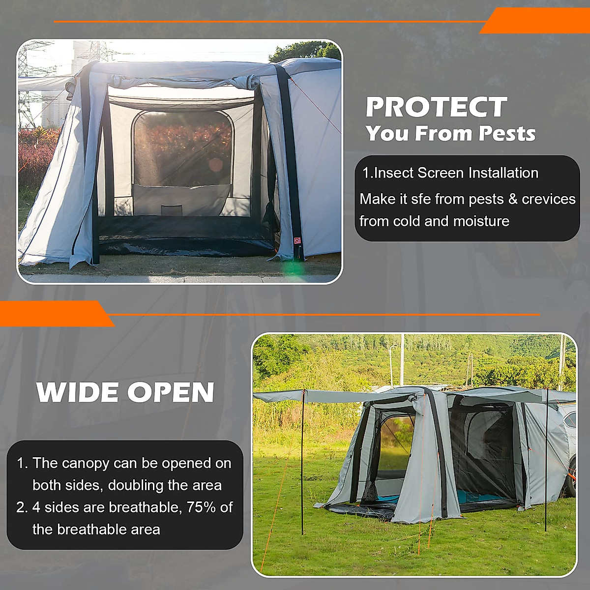 Inflatable SUV Tent Wild Camping Tail Tent Car Fishing Roof Outdoor Ventilated Independent Waterproof Pad