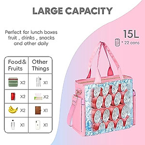 QLOVEA Lunch Bag Women - Insulated Wetproof Lunch Tote Bag - Personalized Gifts for Women, Large Lunch Box with Muti-Pockets and Adjustable Strap - Reusable Lunch Box Ideal for Work Picnics Letter M
