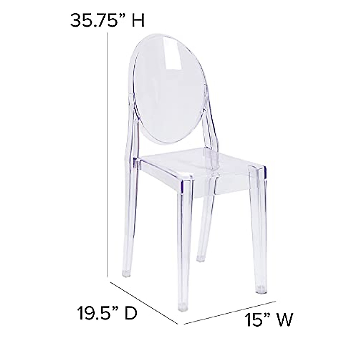 Flash Furniture 4 Pack Ghost Side Chair in Transparent Crystal
