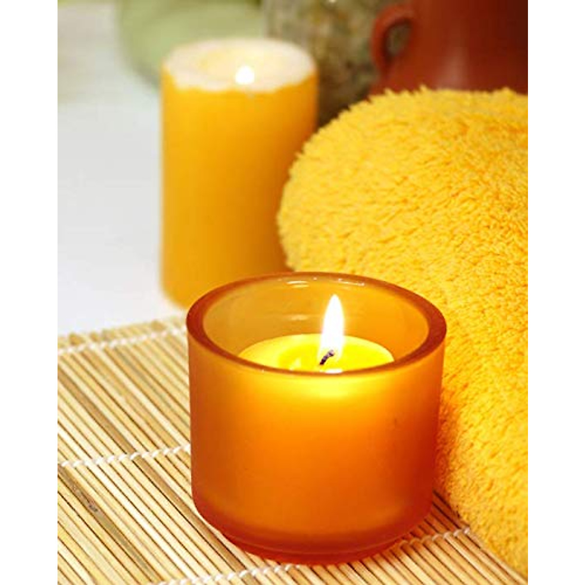 Votive Citronella Candles Summer Scented Indoor Outdoor Use - Authentic Citronella Oil - 10 Hour Burn time - Yellow, Set of 72 (Glass Holders Not Included)