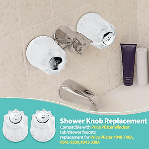 Shower Knob Replacement, 3 Pcs Clear Acrylic Hot,Cold Faucet Handle, Compatible with Pfister Contessa, Windsor, Moen 100710, Phoenix,Shower Knobs, Shower Handle Replacement