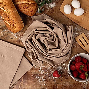 Flour Sack Kitchen Towels 100% Cotton Tan, Set of 6, Crinkle Finish Tea Towels, Low Lint and Absorbent Dish Towels for Kitchen, Oeko-Tex Cotton, 28 in x 29 in