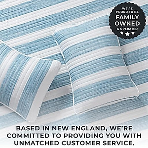 Twin Coastal Quilt Bedding Set, Summer Coastal Quilt with Sham, Beach 2-Piece Reversible All Season Bedspread Quilt Set. Lightweight Nautical Quilted Coverlet. Casco Bay Collection, Blue