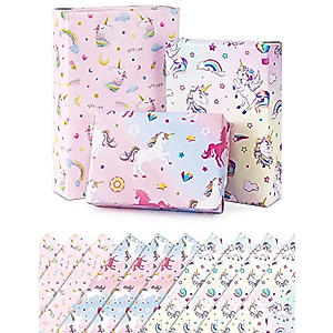 Unicorn Wrapping Paper - 10 Sheet 20'' x 27'' Unicorn Gift Wrapping Paper Girls Birthday Wrapping Paper Pink Wrapping Paper Child Gift Wrap Paper Wrapping Paper Kids Girls Birthday Wrapping Paper