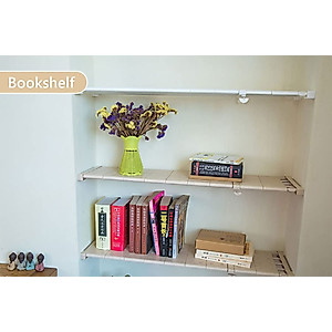 TabEnter Adjustable Shelf Organizer Expandable Closet Shelf and Rod with No Drilling for Wardrobe Cupboard Kitchen Bookcase (15" - 23.6")