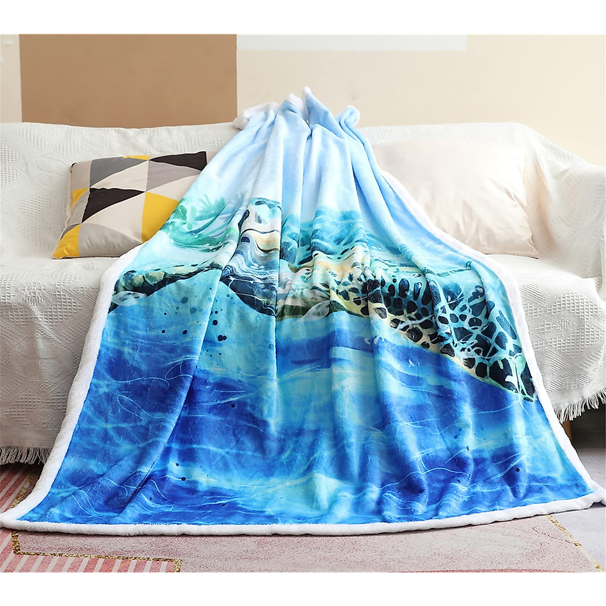 Sviuse Sea Turtle Fleece Blanket 3D Sea Turtle Throw Blanket for Women, Men and Kids Super Soft Sea Turtle Blanket Throw Gifts for Turtle Lovers (50" x 60", Turtle 1)