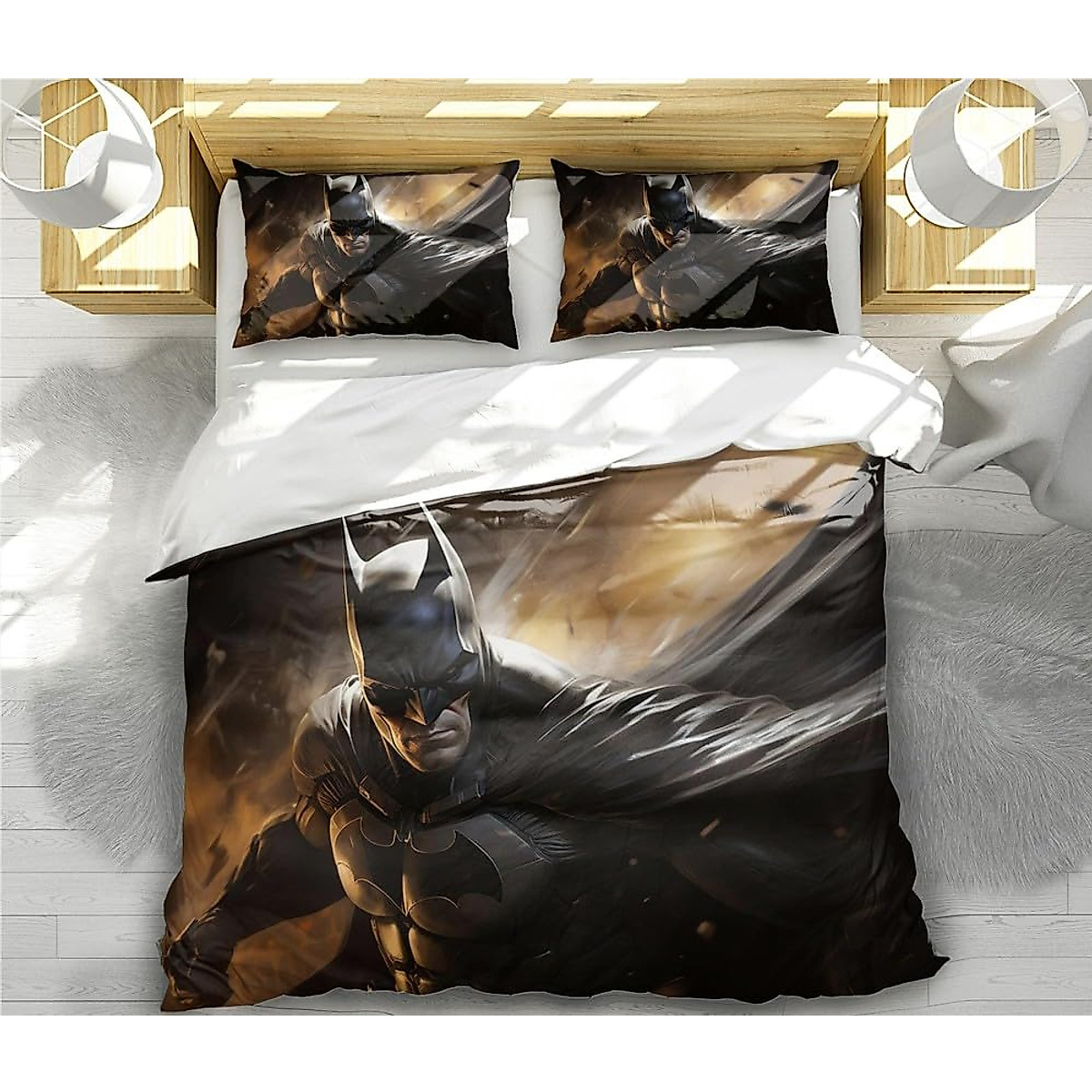 MattUi Kids Boy 3D Printed Bat Animal Bedding Soft Microfiber Quilt Sheet Set, Double Teen Bedroom Decor 1 Duvet Cover 2 Pillow Cases (1,Twin 68x86in + 20x30in)