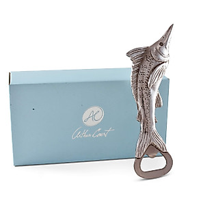 Arthur Court Designs Aluminum Marlin Fish Bottle Opener Fisherman Gift Coastal Barware 7 inch Long