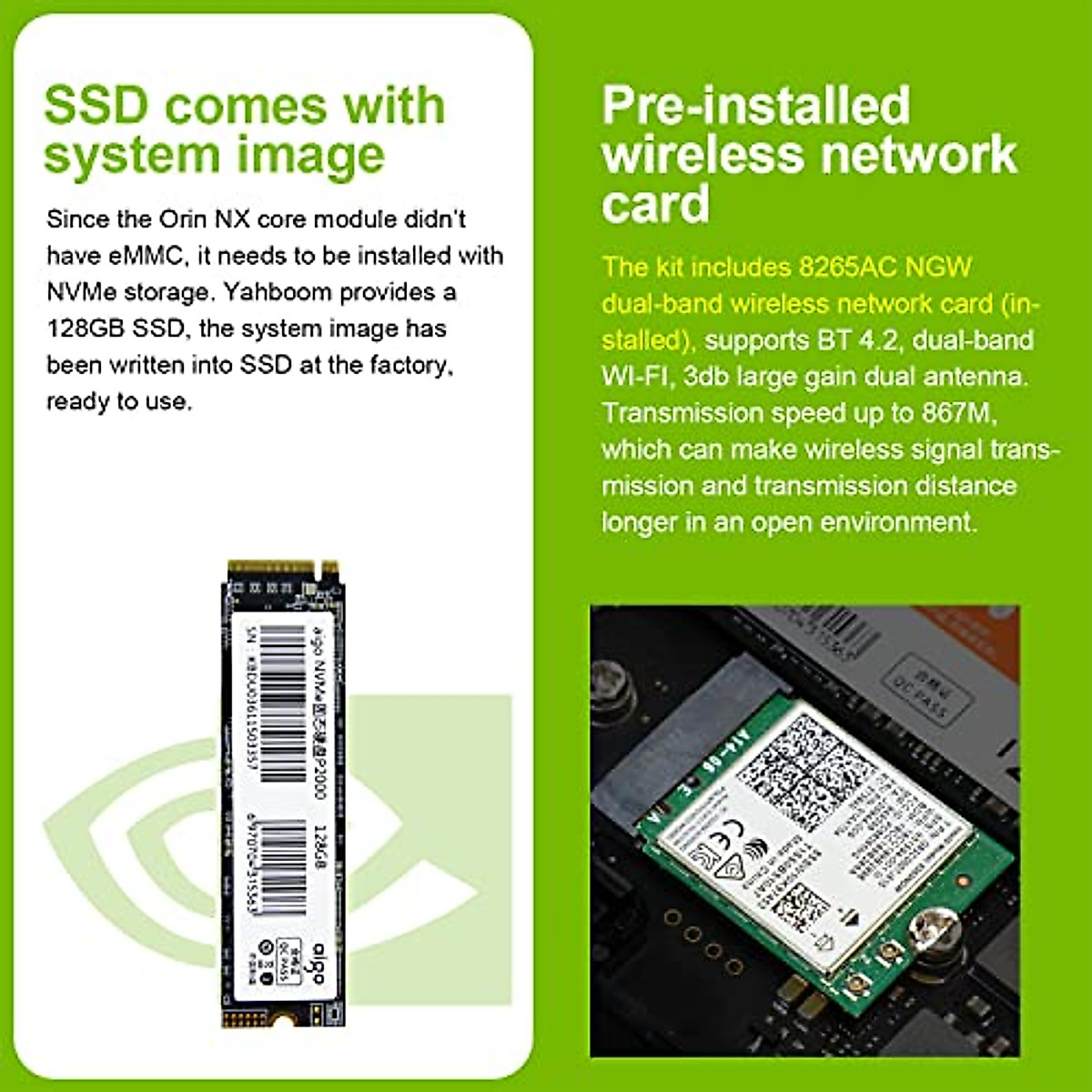 Yahboom Jetson Orin NX Development Kit with 19 V DC Power Supply IMX219-77 Camera M.2-Key E Networking Module AI Edge Computing (Orin NX 8GB Camera Advanced Kit)