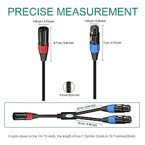 JOMLEY XLR Splitter Y-XLR Cable, 1 Male to 2 Female XLR Microphone Splitter Y Cord Balanced Microphone Adapter Patch Cable - 5ft