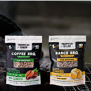 Tropical Spark Coffee Wood Pellets | Perfect for BBQ, Smoking, Grilling, Bake, Roast and Braise | Premium 100% All-Natural | 1 lb. Bag