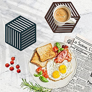 Silicone Pot Holder Trivet Mats, KUFUNG Heat Resistant Table Dish Drying Mat, Hot Pads Spoon Rest, Non Slip, Flexible, Durable, Dishwasher Safe (Mixed Color, S-3Pcs)