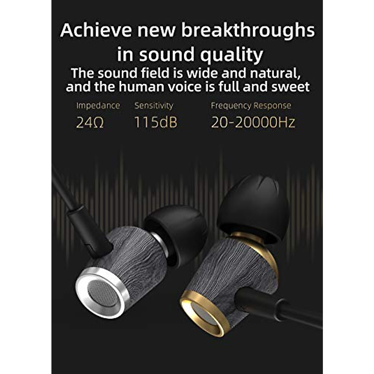 CCA CST in Ear Earbuds, Dual Magnetic Dynamic Drivers Earphones 3.5mm Jack with Mic and Inline Control Noise Isolating Lightweight Headphones for Music Video Phone Call Gaming, (Gold with Mic) …