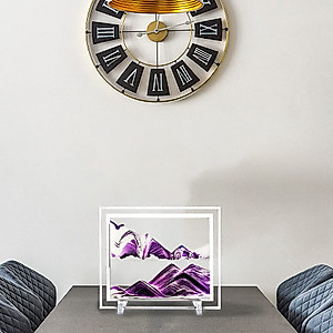 Muyan Moving Sand Art Picture Sandscapes in Motion Dynamic Sand Picture Glass 3D Deep Sea Display with Stand Decor Desktop Home Office Creative Gift (Purple, 7inch)