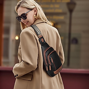 CLUCI Sling Bag for Women Leather Cross body Bag Large Sling Backpack Chest Bag Daypack for Travel Hiking